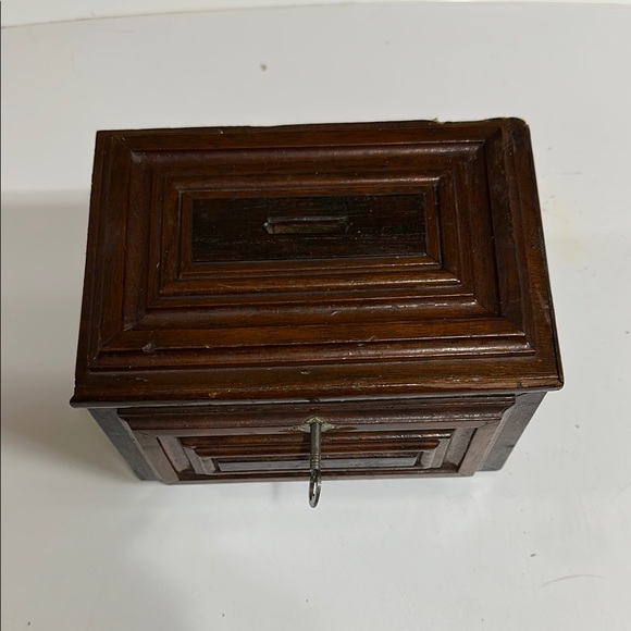 Other | Antique Wooden Money Box Victorian Money Saving Box With Key ...